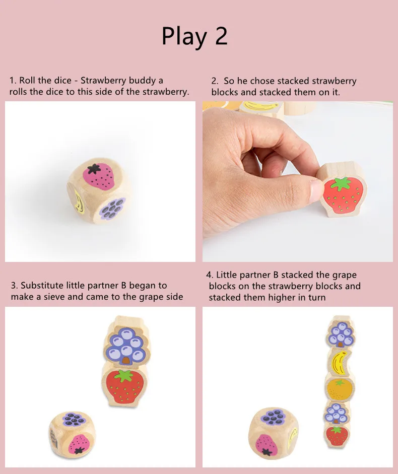 Wooden Fruit Blocks Stacked High Toys Children Early Education Puzzle ...