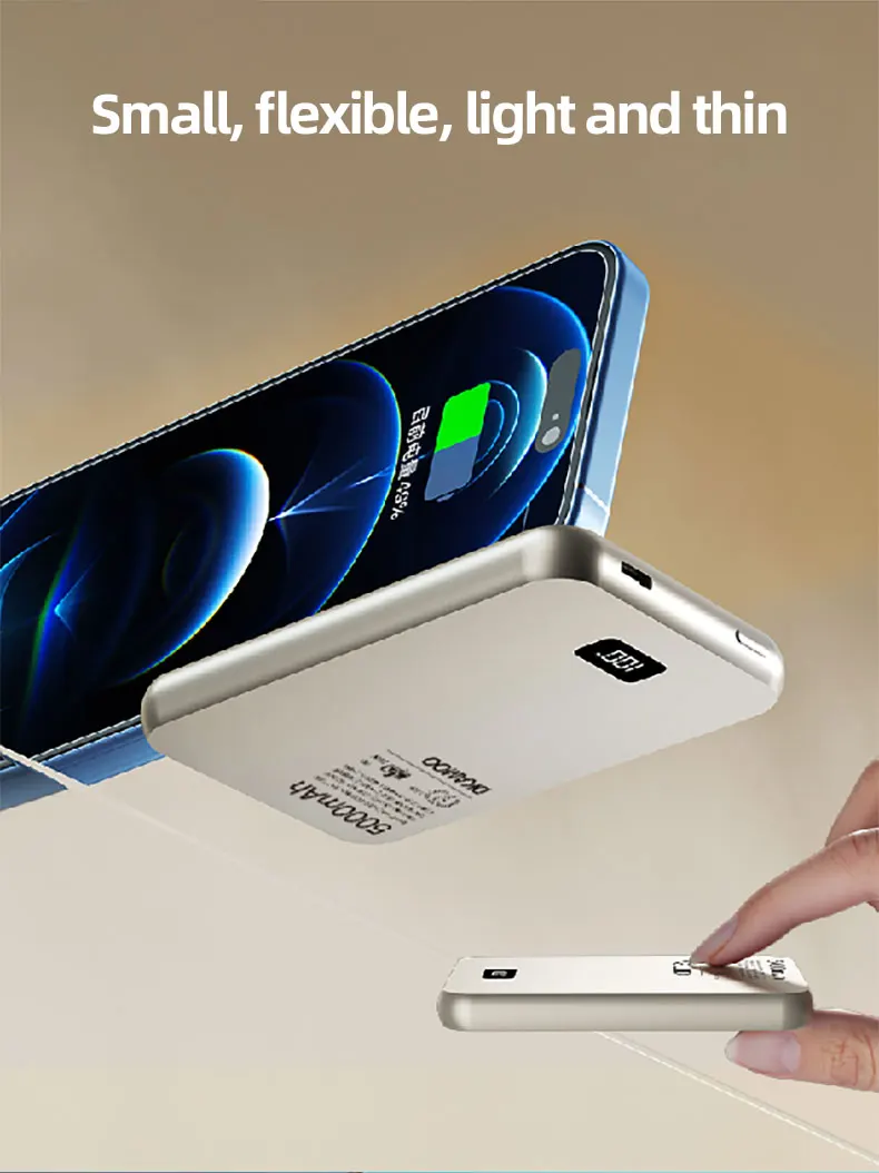 Custom Logo OEM Ultra Slim Design 5000mAh Magnetic Wireless Digital ...
