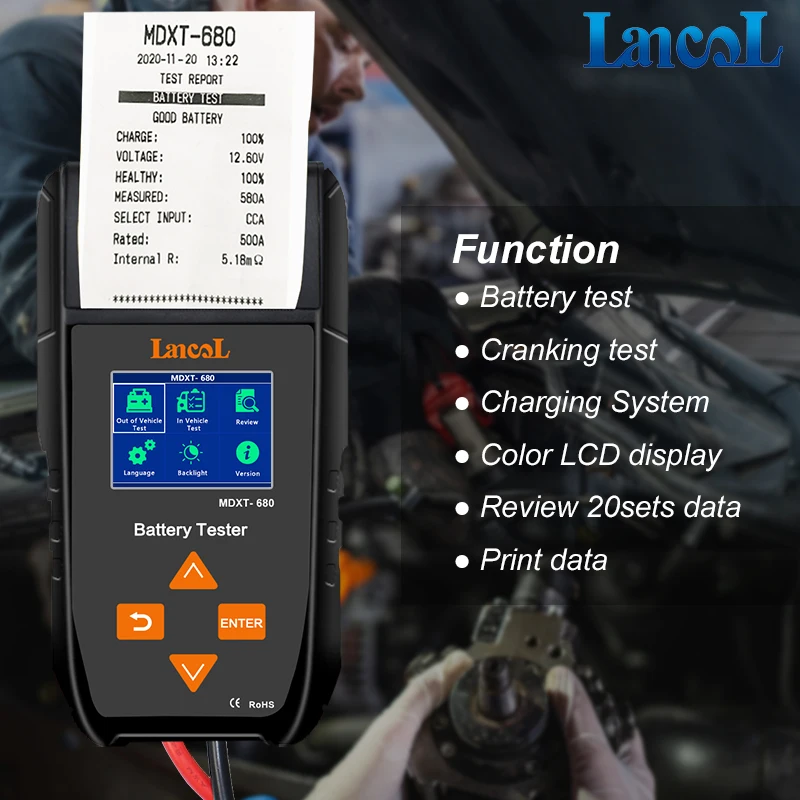 Lancol 12V Digital Battery Tester - Analyze 200ah Batteries