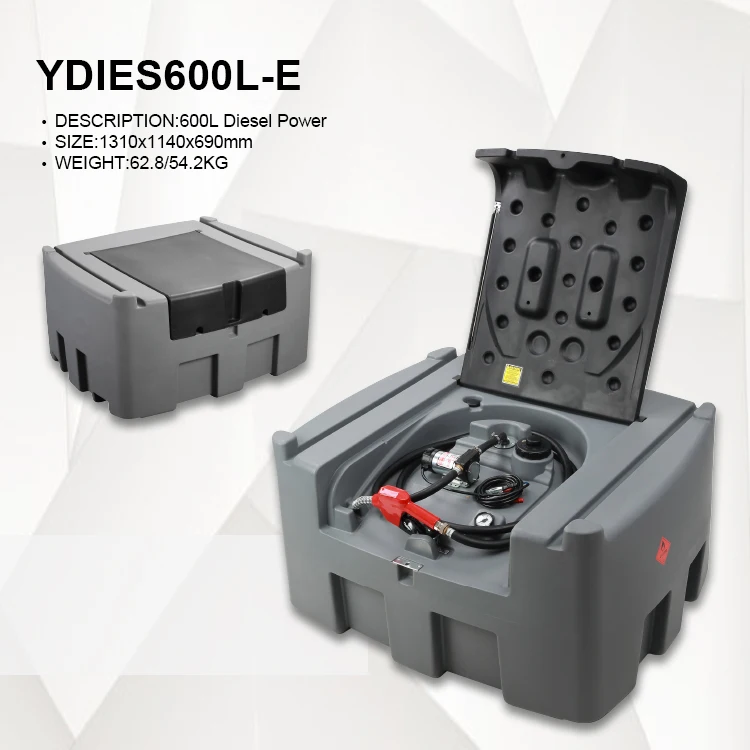 600L Diesel Tank with 12V Electric Pump for Mobile Refueling