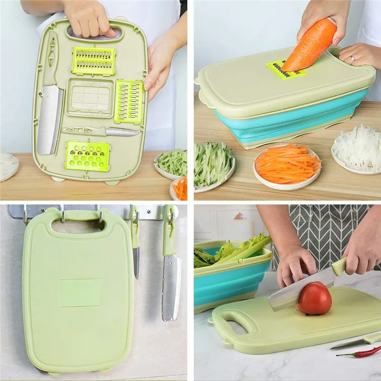Foldable Chopping Board with Colander - 9 in 1 Multi Functional