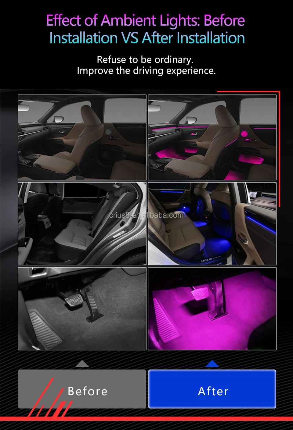 Car Interior Acrylic Guide Fiber Strip 14 in 1 Backlight Car Ambient ...