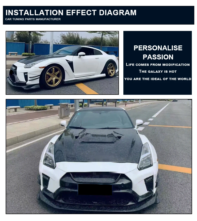 Nissan GT-R Fiberglass Wide Body Kit - VRS Style Aerodynamics
