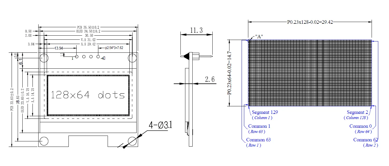 1 3 Inch Oled Display Module Oled Iic Spi Serial White Blue 128x64 Sh1106 12864 Lcd Screen Board