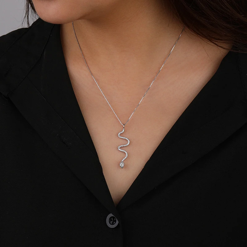 Hotsale Fashion Jewelry Animal Necklace Snake Shape Cz 925 Sterling ...