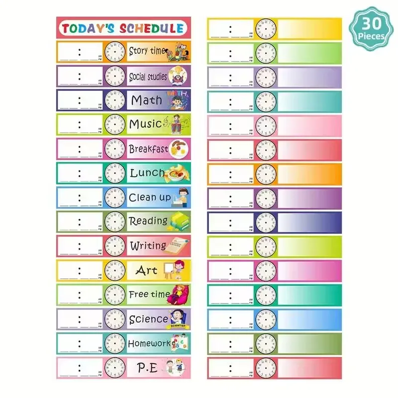 15-Pocket Daily Schedule Chart 30 Reusable Functional Storage Cards for ...