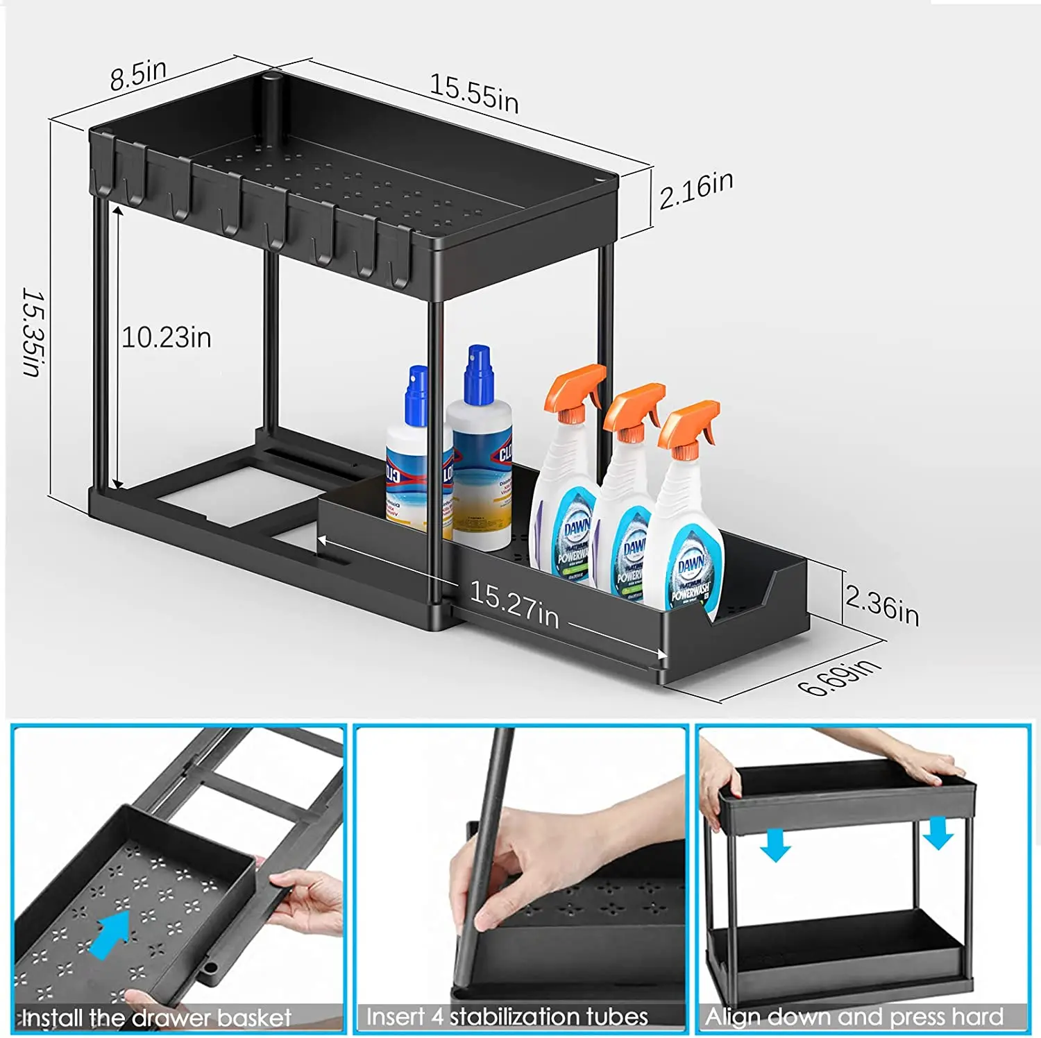 The 2 Tier Sliding Pack Rack Stick On Kitchen Storage Spacekeeper ...