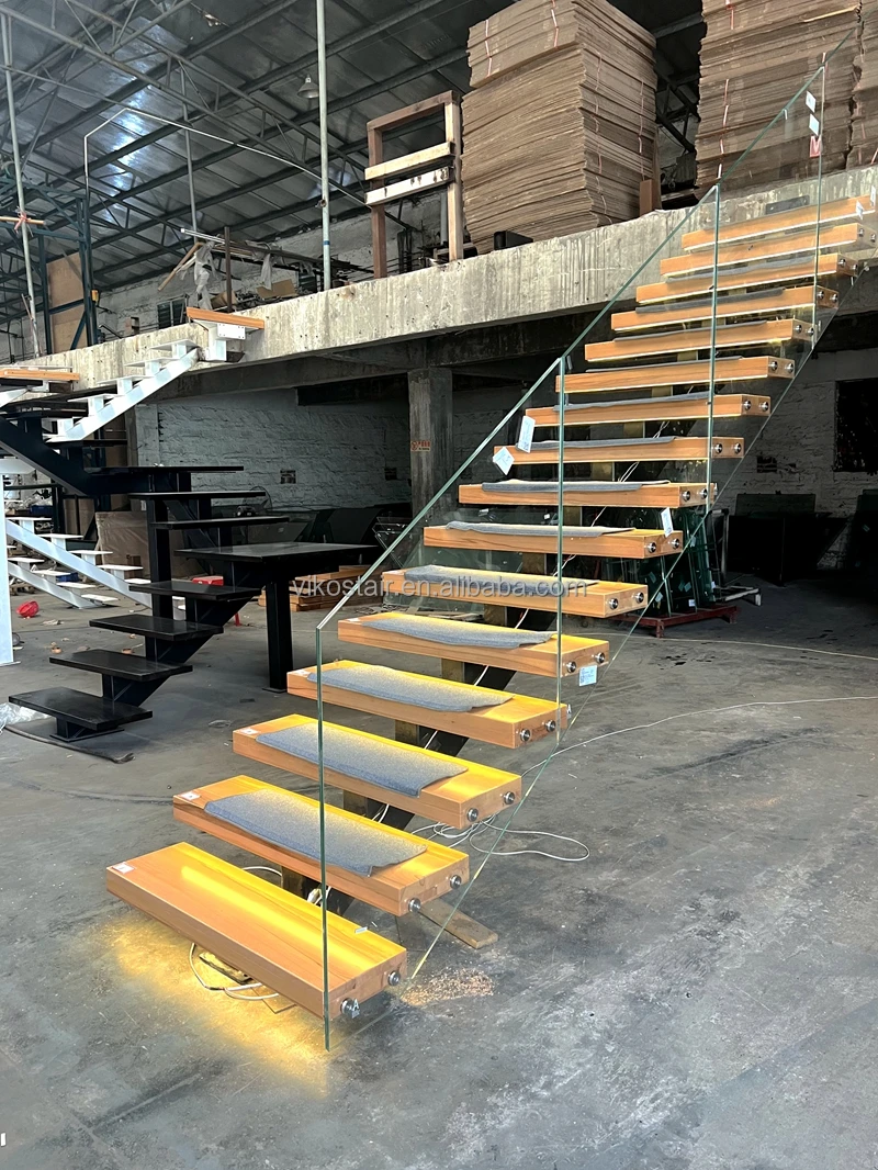 VIKO Single Stinger Modern LED Wooden Stairs Iron Railing