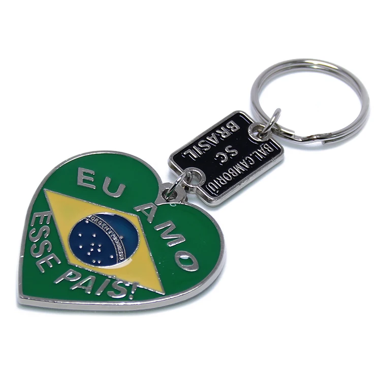 Custom Heart Shape Brazil Souvenir Keychain - Ageotoy FK6603