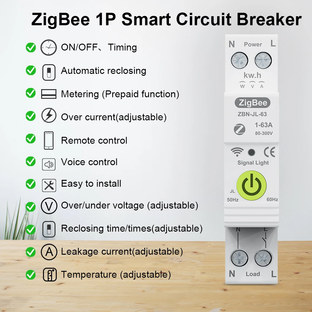 Rmshebei Smart Life Zigbee Electricity Meter Timer 1p 63a 110v Current ...