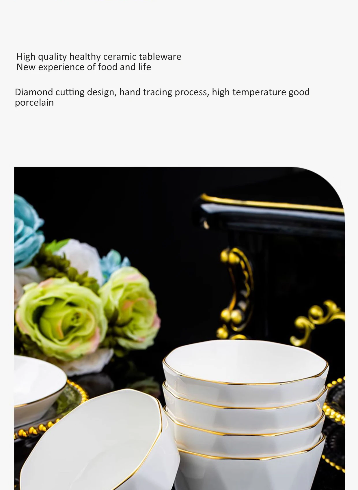Nordic Elegant Gold Bone China Dinnerware Set for Parties
