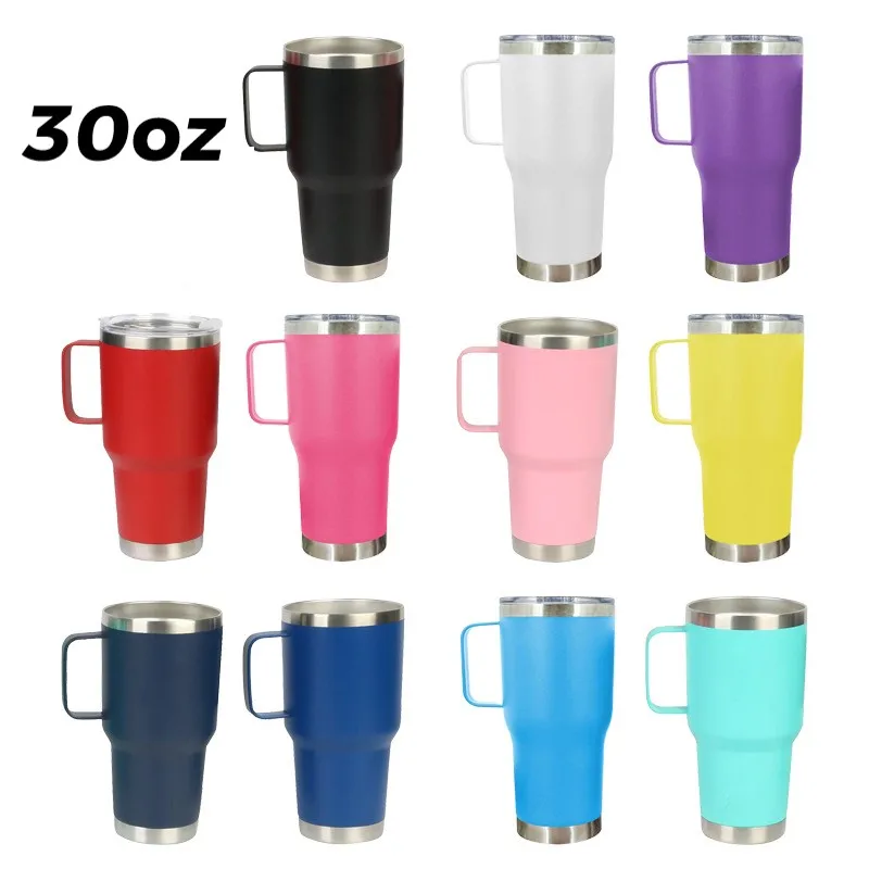 Portable 20oz 30oz 304 Stainless Steel Tumbler with Handle Travel Coffee Mugs Cups Termos ...