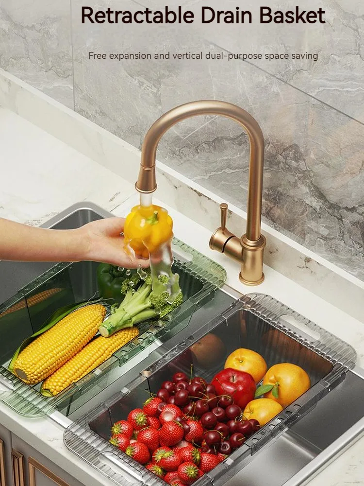 Sesame Flexible Plastic Drainer Wash Basin Strainer Basket Practical ...