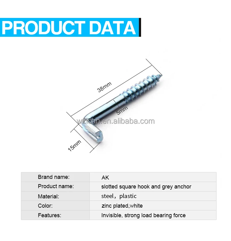 38mm Square Shouldered L Shape Hook - Durable & Versatile