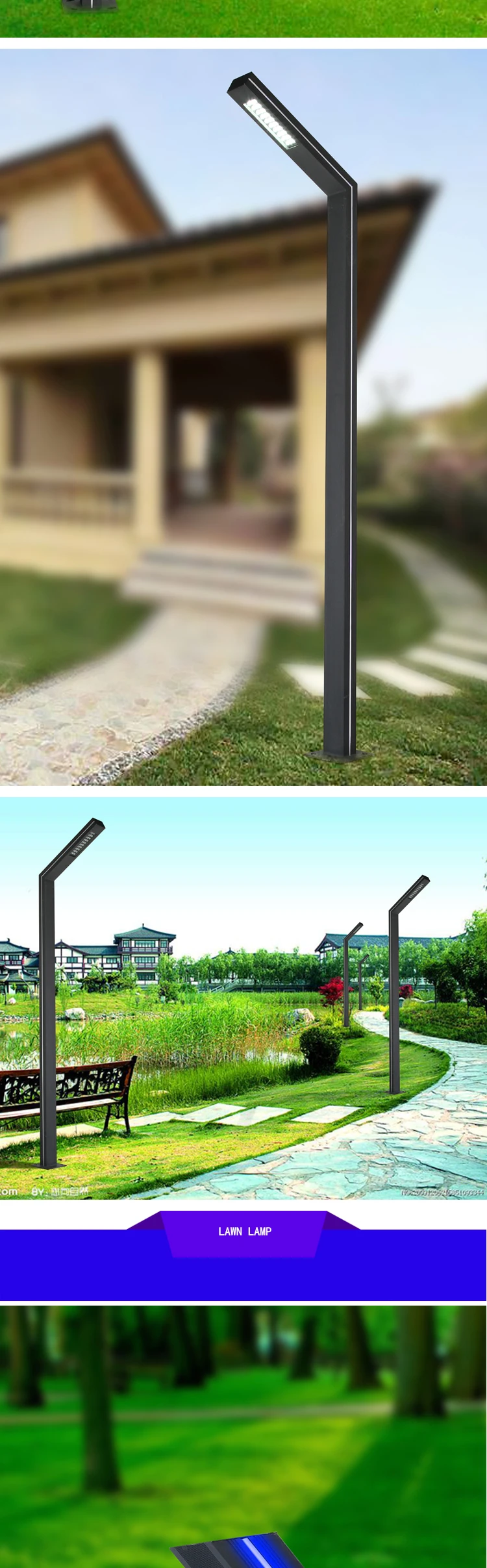 Modern Outdoor 3m 4m 6m Garden Pole Top Light Waterproof Aluminum Led Landscape Street Post Pole ...