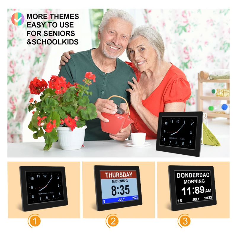 10'' Large Dementia Clocks Non-abbreviated Date And Day For Vision ...