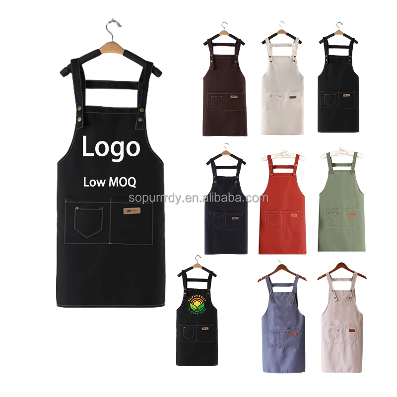 Wholesale Custom Logo Cotton Canvas Waterproof Chef Cooking Aprons For ...