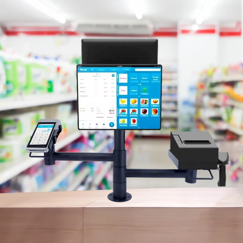 Dual Screen Pos Pole Mount Stand For Retail Swivel Single Multipurpose ...