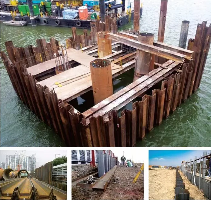 9m 12m Steel Sheet Pile Type 2 Type 4 Retaining Walls Steel Sheet Pile ...