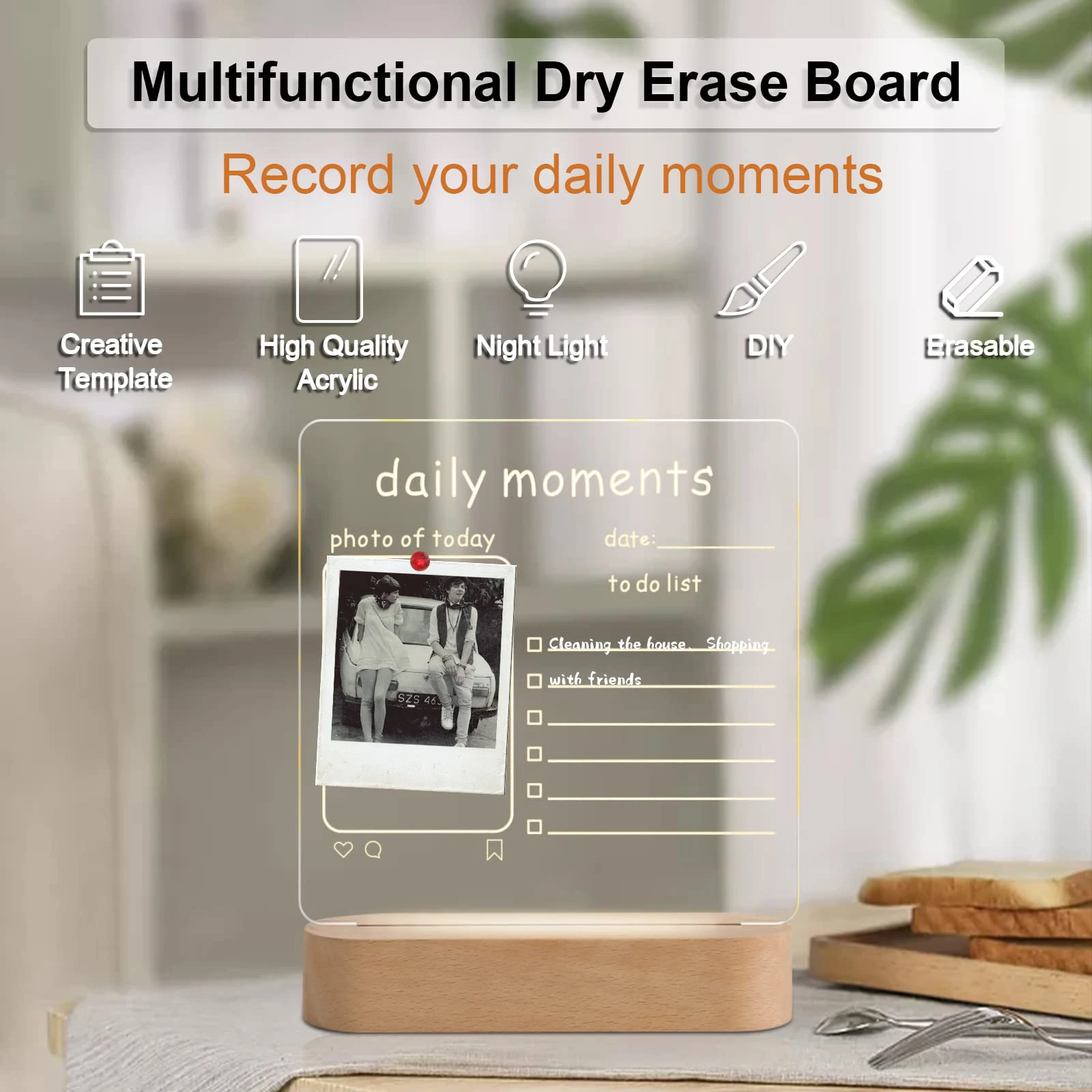 Custom Clear Acrylic Desktop LED Light-up Note Memo Board