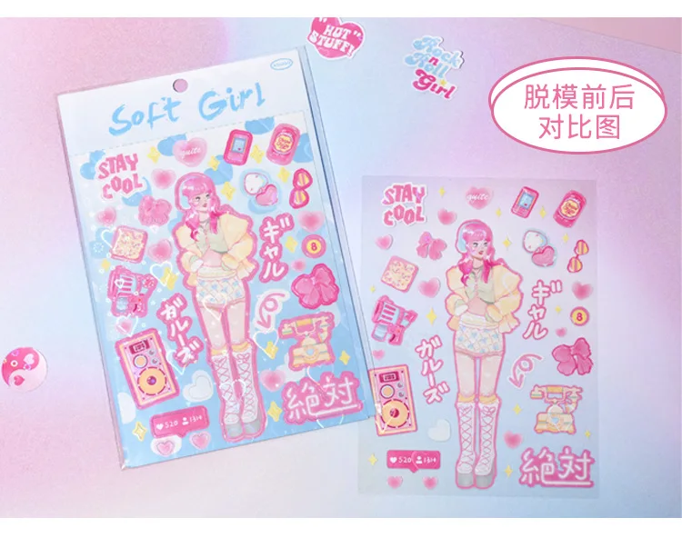 Korean Kawaii Stickers Cartoon Girl Sticker Diy Decorative Stickers ...