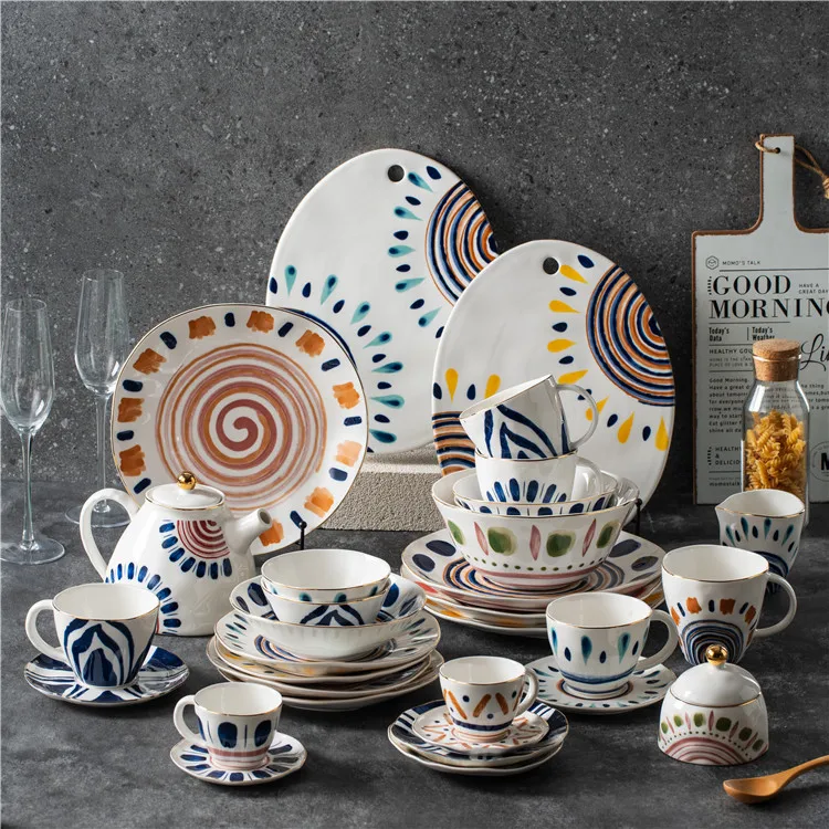 Korean Hand Painted Eco-Friendly European Style Luxury Gold Rim ...