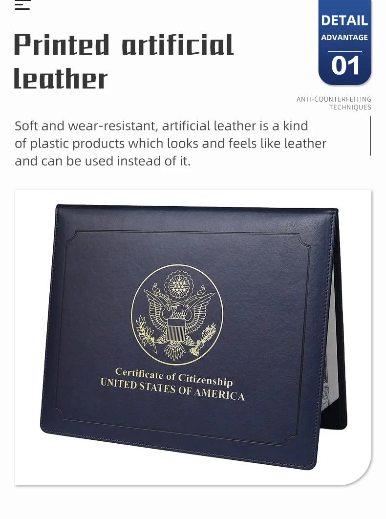 Wholesale Gold Foil Stamping Logo Document A4 Diploma