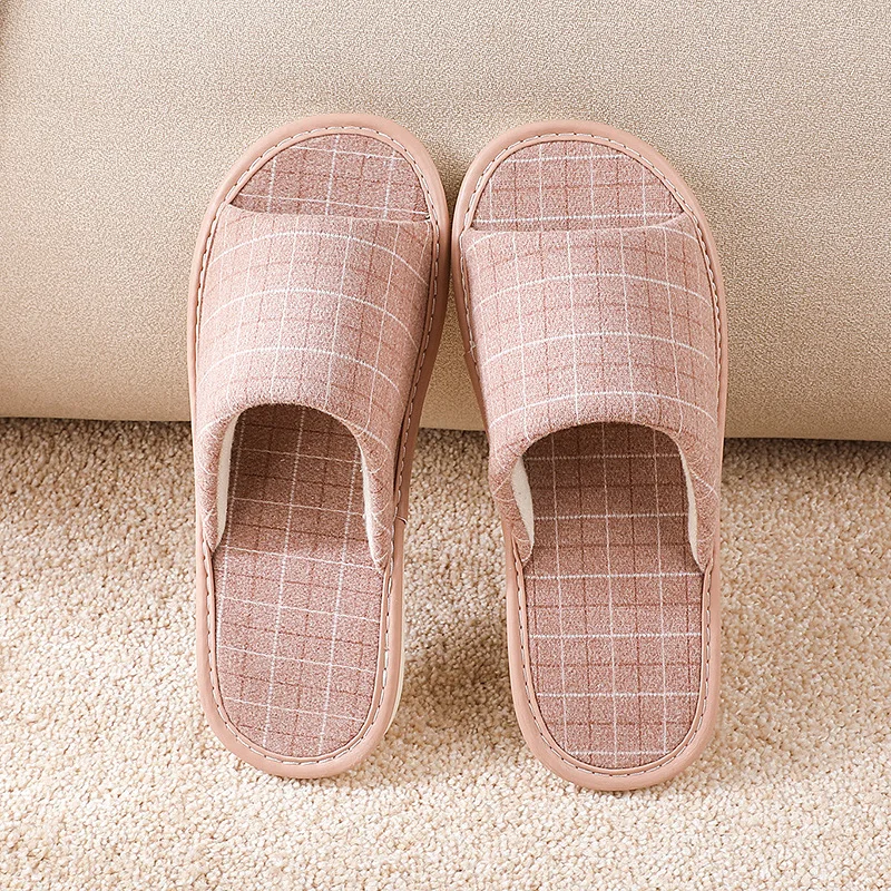 Four Seasons Non-slip Cotton Slippers Indoor Bedroom Women Men Home ...