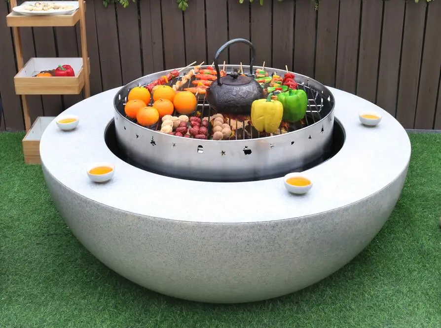 Iron Metal Fire Pit Outdoor Garden Multifunction BBQ Grills Round Fire ...