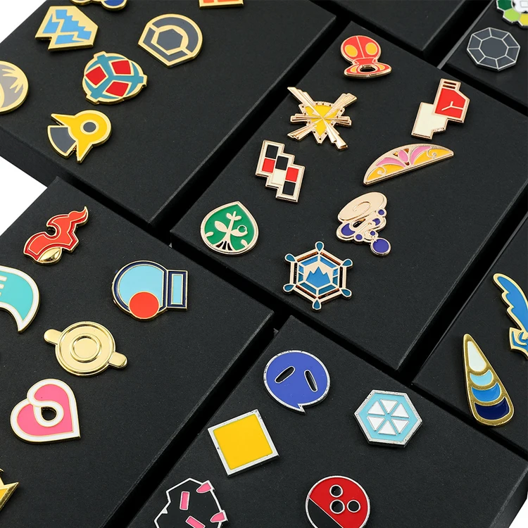 Collect 9 Styles of Pokemon Gym Badges - Anime Pins Set
