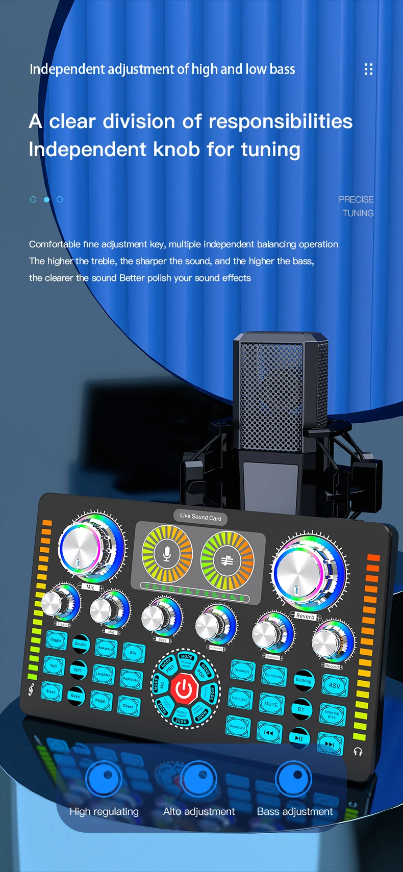 Q7 Live Sound Card Recording Studio Podcast Equipment Desktop Singing ...