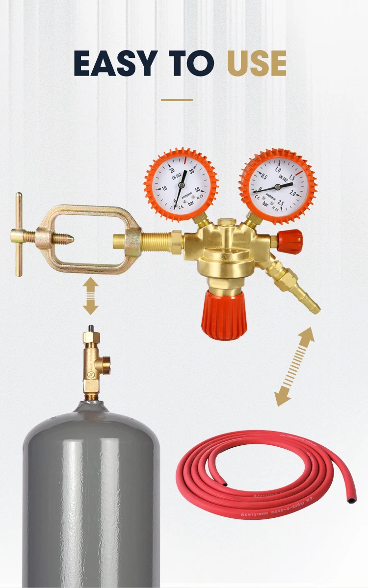 JINYUTU Acetylene Regulator - Durable Brass Industrial Model