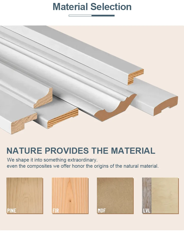 96in White Primed Solid Wood Mouldings BaseBoard Interior Decoration ...
