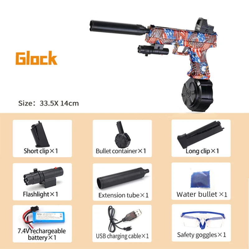 Glock Water Gel Gun Pistol Gel Water Ball Gun Bullet Gel Blaster Gun ...