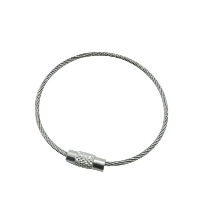 1.0mm 1.5mm 2.0mm Stainless Steel Cable Wire Rope Key Rings For Hanging ...