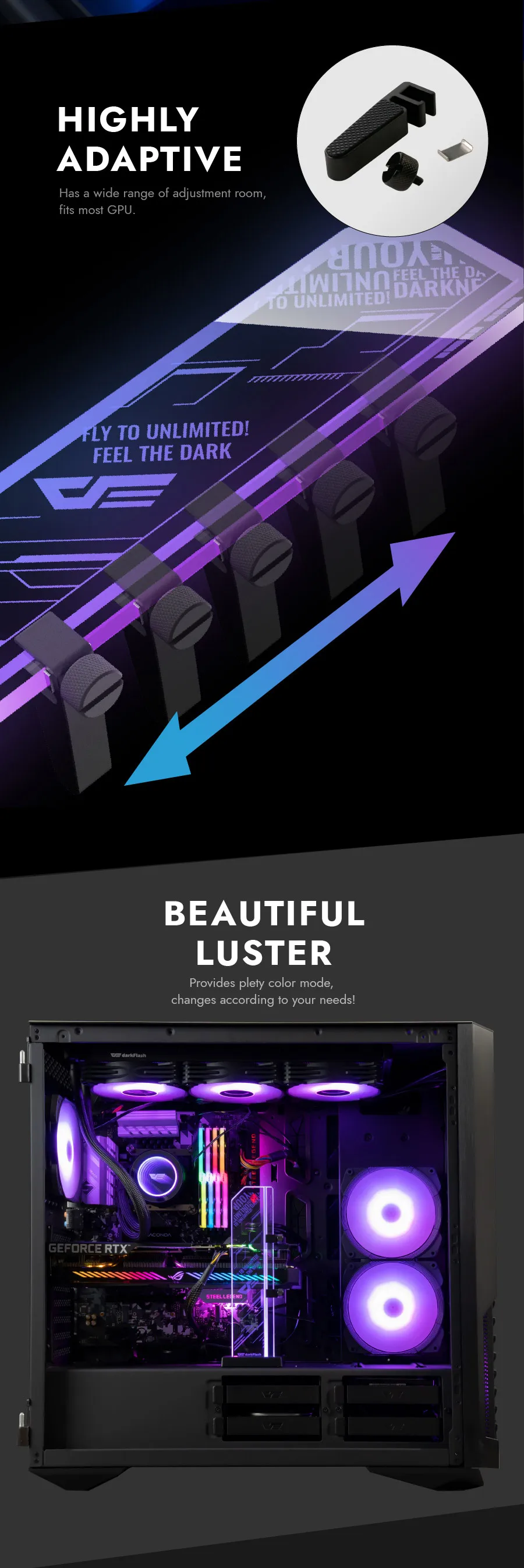 Darkflash Dl280 Computer Case 5v 3pin Argb Video Card Gpu Holder ...