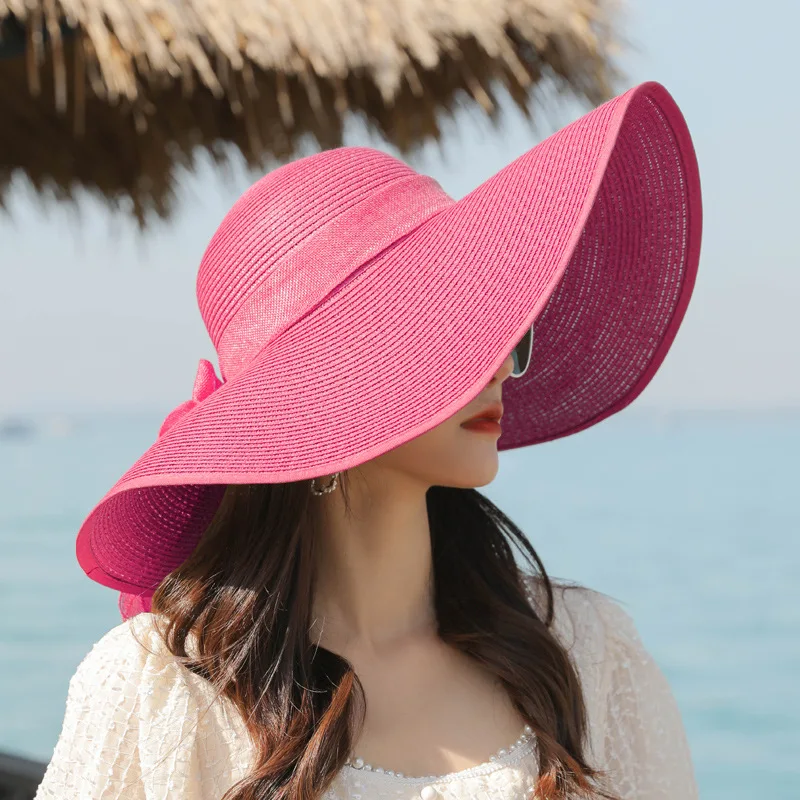 Summer Beach Straw Hat - UPF50, Large Brim, Travel-friendly