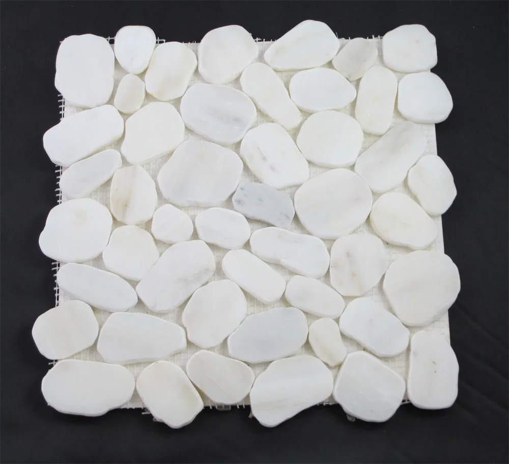 Cut River Pebbles Mosaic White Marble Floor Mat - Buy White Marble ...