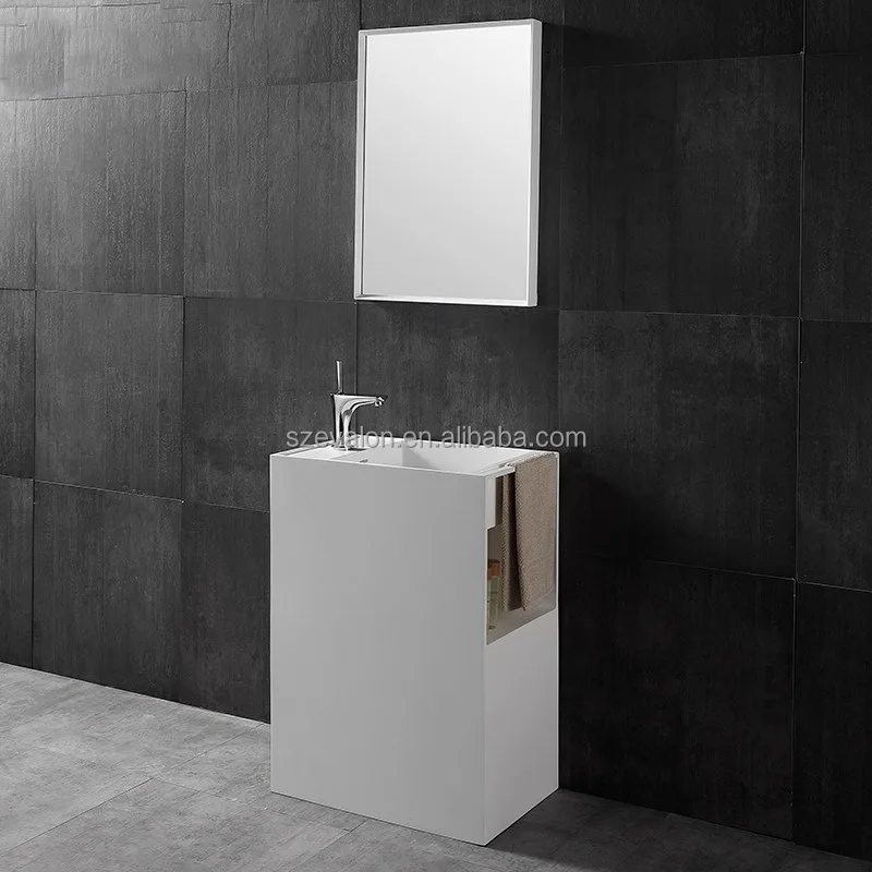 Bathroom Hand Washing Basin Stand Alone Solid Surface Pedestal Sink ...