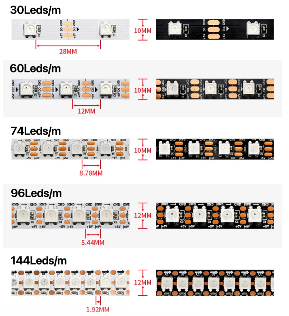 Programmable Dc5v Ws2812 Individually Addressable 5050 Rgb Led Strip ...