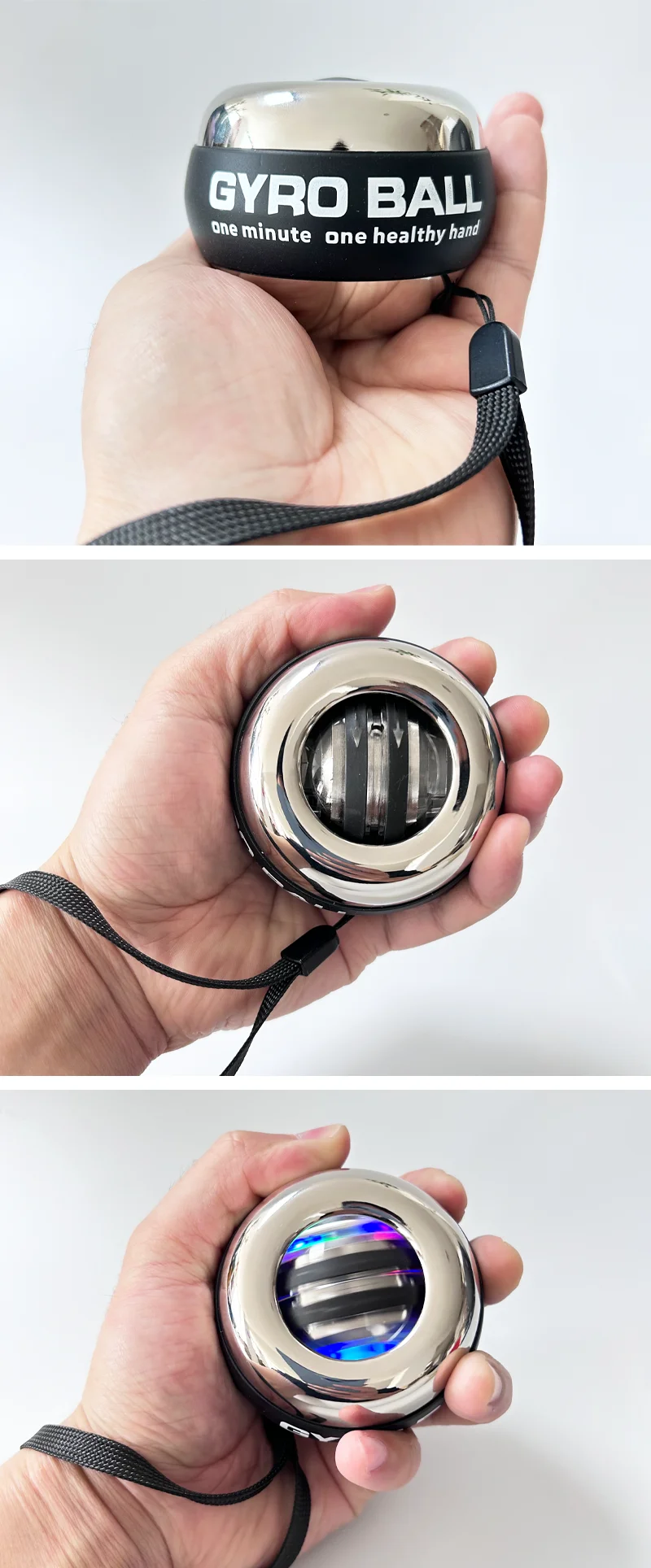 Hand Strength Exercise Ball - Metal Shell Gyro Wrist Ball