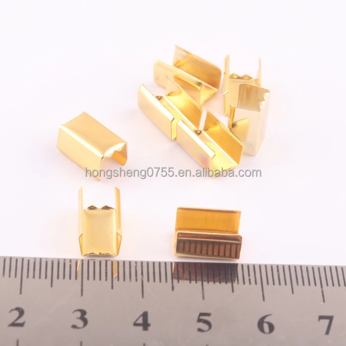 Small Gold Metal Cord End Clamp Clip for Lanyard Webbing Strap Rope