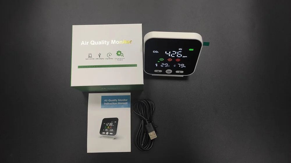 Dm89 Co2 Detector Co2 Sensor Analyzer Meter Multifunctional Air Quality Monitor Detector ...