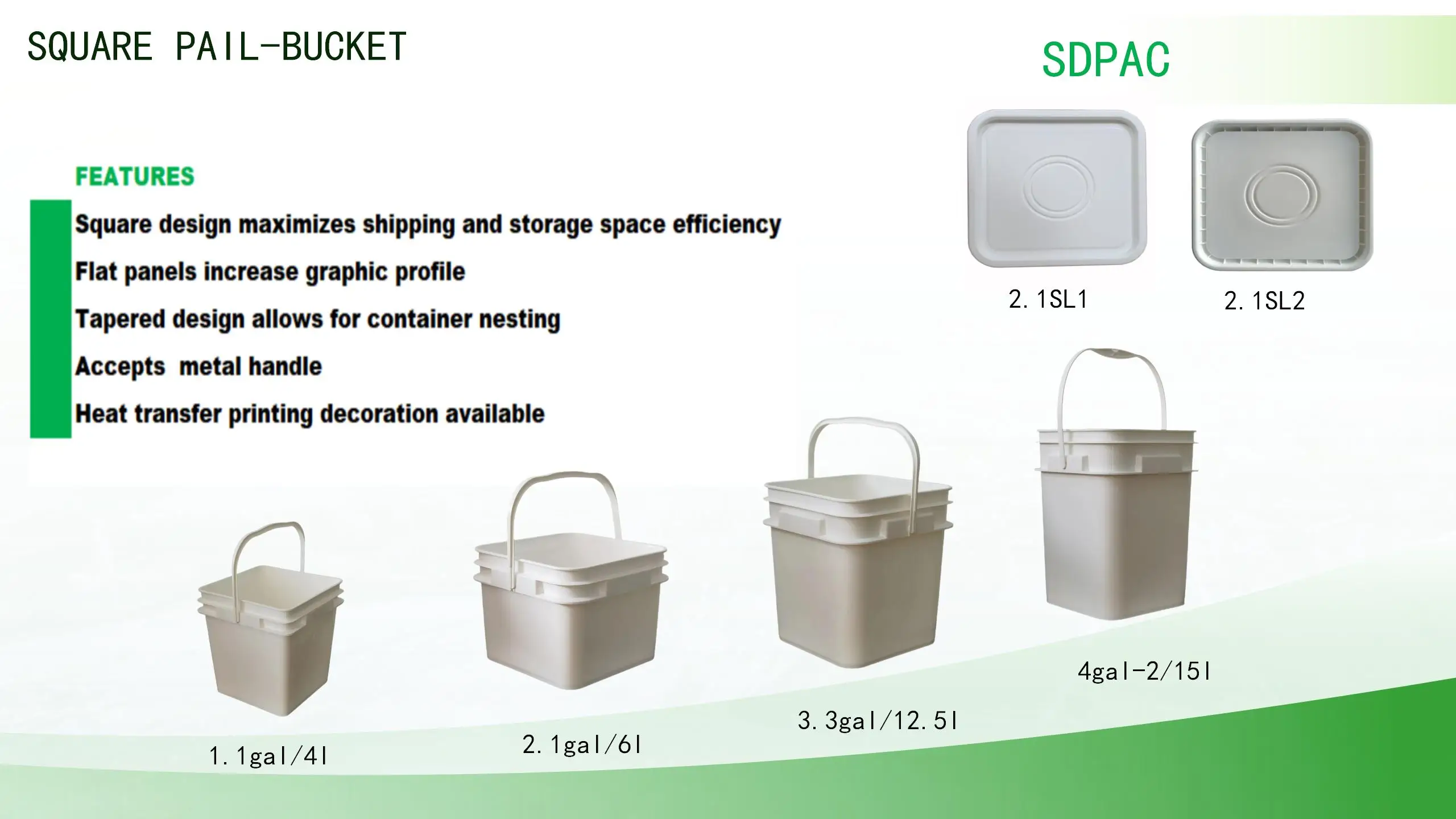 2 Gallon Square Food Grade Bucket Container Pail With Lid- Proudly Made In China - Buy 2 Gallon ...