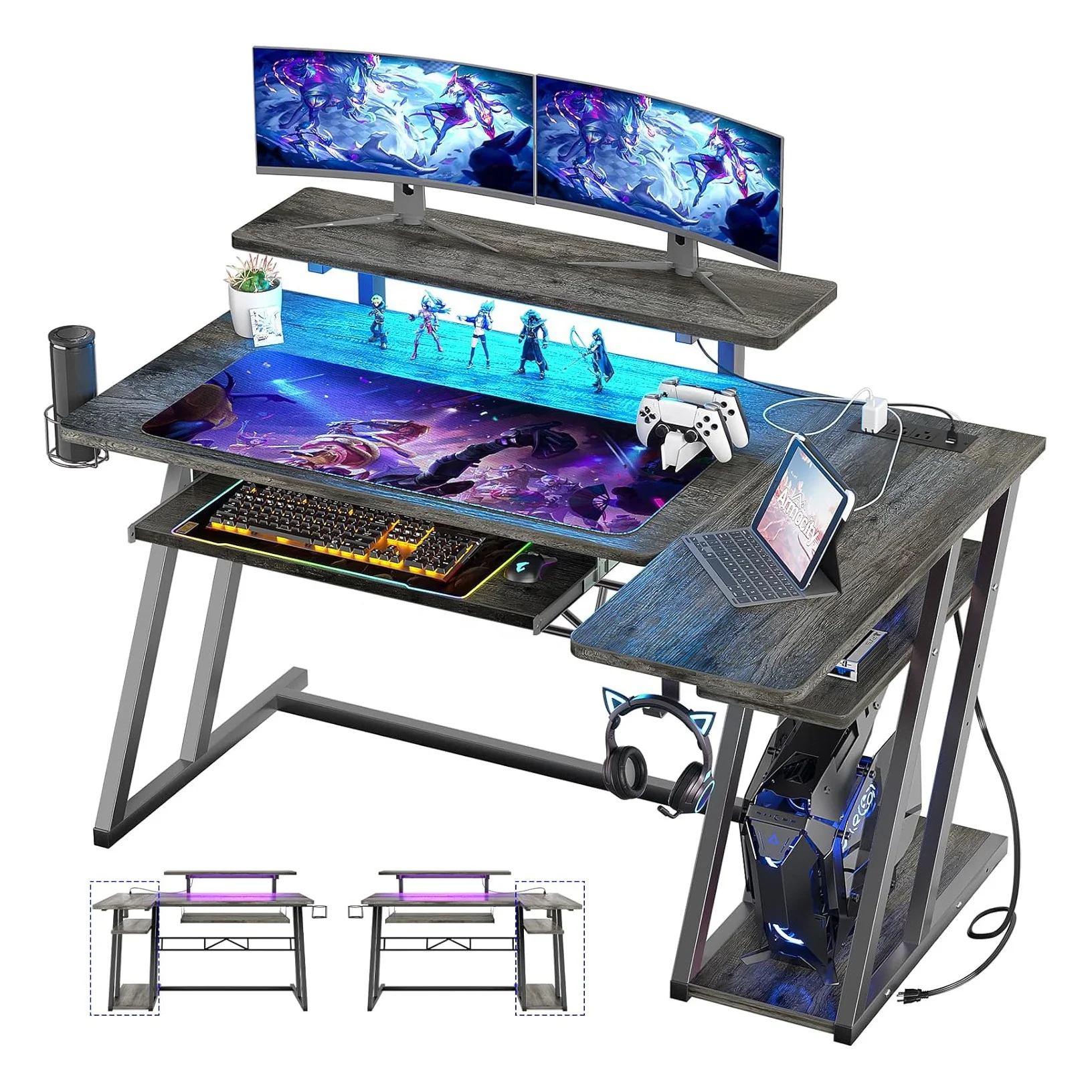 Alibaba.com: Black RGB gaming desk with foldable design and modern ...