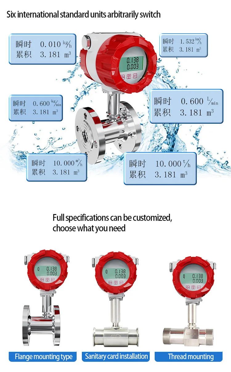 Stainless Steel Water Liquid Flow Measurement Oil Turbine Flow Meter For Water - Buy Oil Flow ...