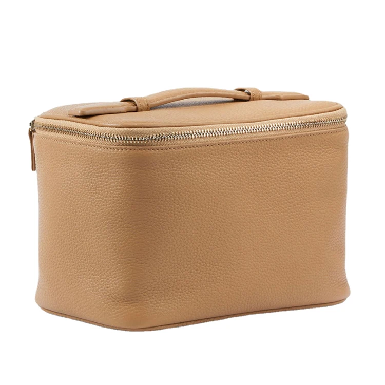 Custom PU Leather Train Case Lady Handle Cosmetic Box Pebble Leather ...