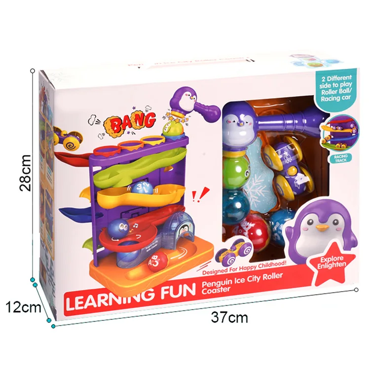 Hammer And Ball Drop Toys Diy Kid Baby Plastic Toy Rolling Track Roll ...