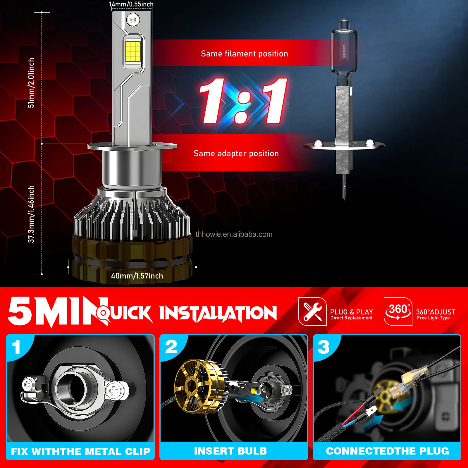 Car Led Headlight 300W 30000LM 6500k H7 Led Bulb With Good Brightness H1 H11 9005 9006 9012 for ...