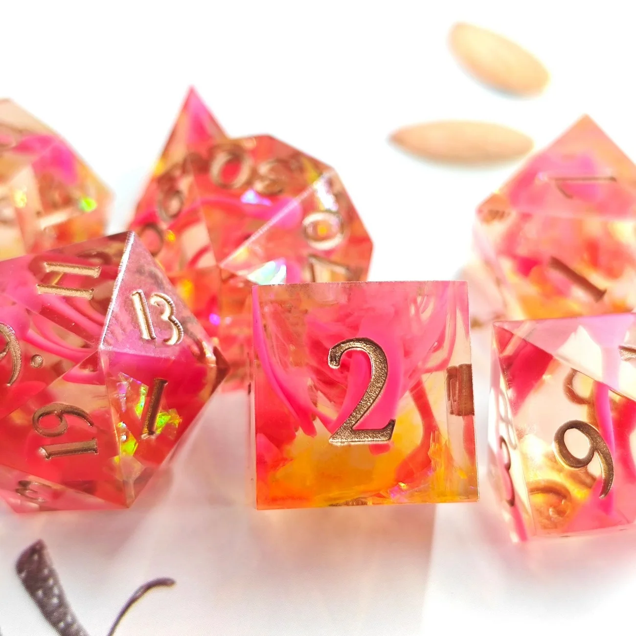 Inimitable Rose Silk Shape 7pcs Active Pink Resin DND Polyhedral Dice ...